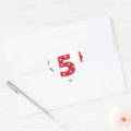 Number 5 - White Stars on Dark Red Heart Sticker | Zazzle