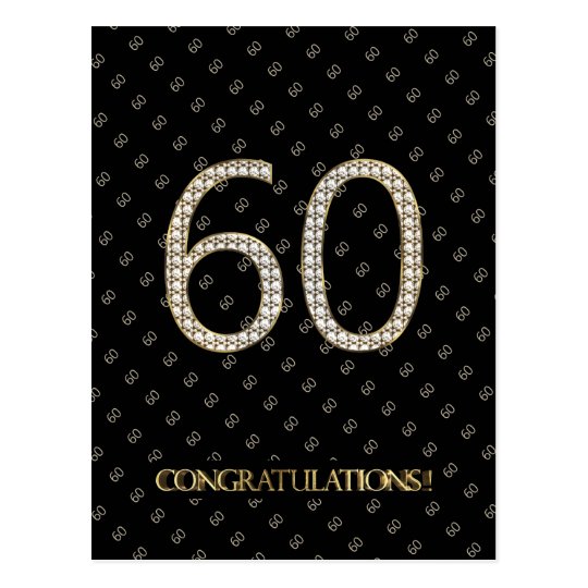 Number 60 Black Gold 60th Birthday Diamond Wedding Postcard | Zazzle.com