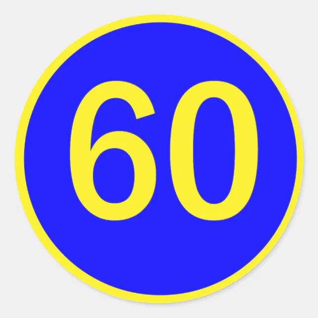 number, 60, in a circle classic round sticker | Zazzle