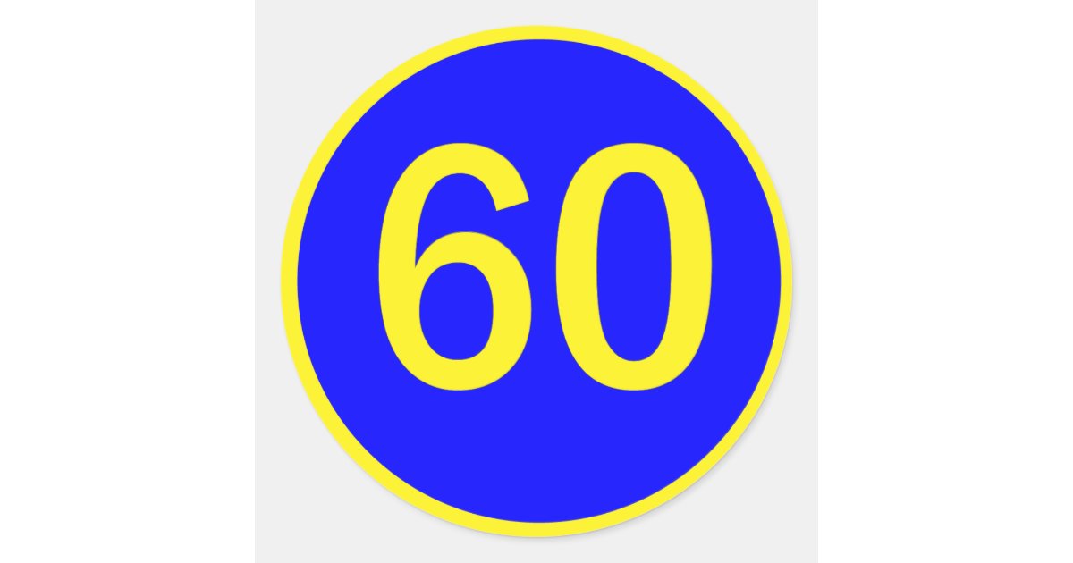 number, 60, in a circle classic round sticker | Zazzle.com