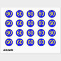 number, 60, in a circle classic round sticker | Zazzle