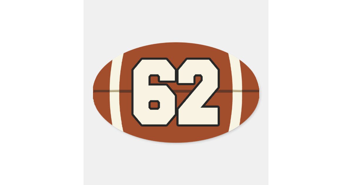 Number 62 Football Sticker | Zazzle