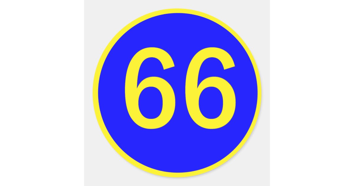 number, 66, in a circle classic round sticker | Zazzle