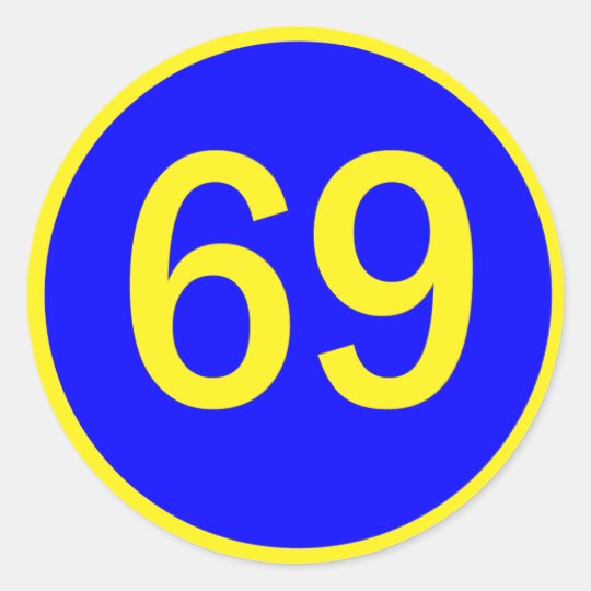 number, 69, in a circle classic round sticker | Zazzle.com