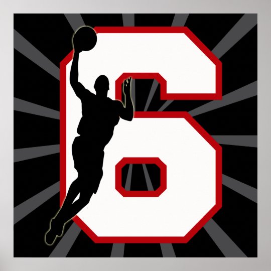 NUMBER 6 BASKETBALL PLAYER POSTER | Zazzle.com