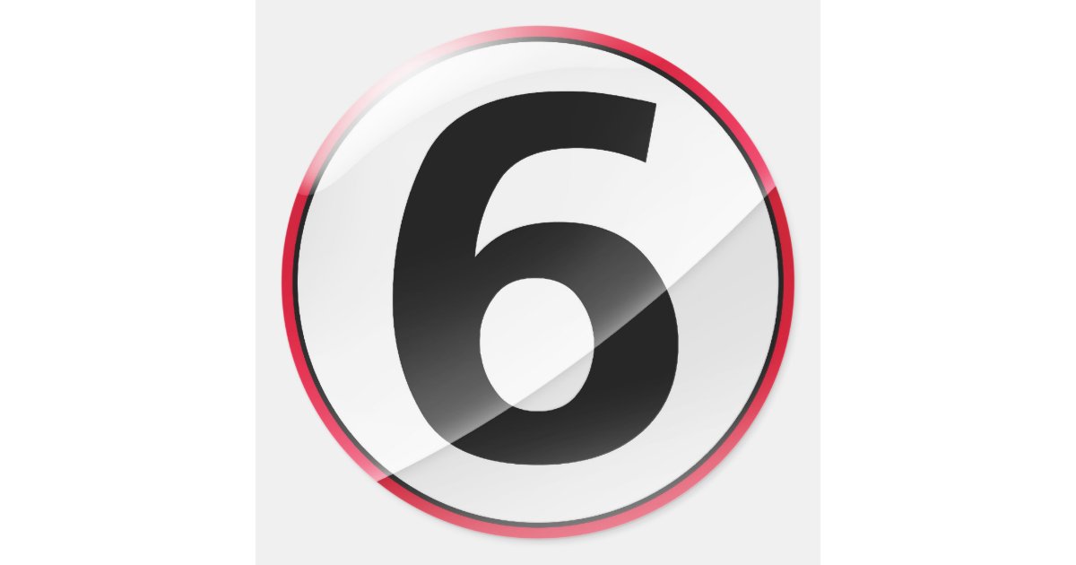 Number 6 red sticker | Zazzle.com