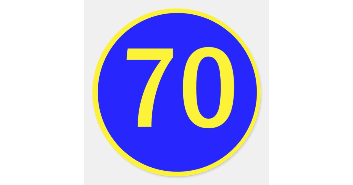 number, 70, in a circle classic round sticker | Zazzle
