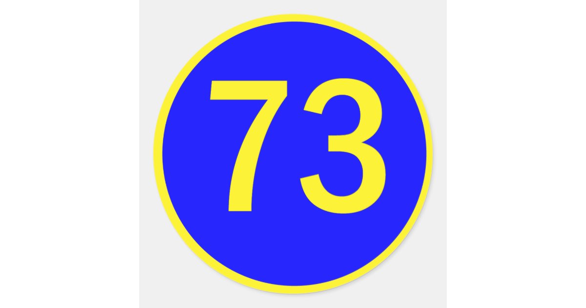 number, 73, in a circle classic round sticker | Zazzle