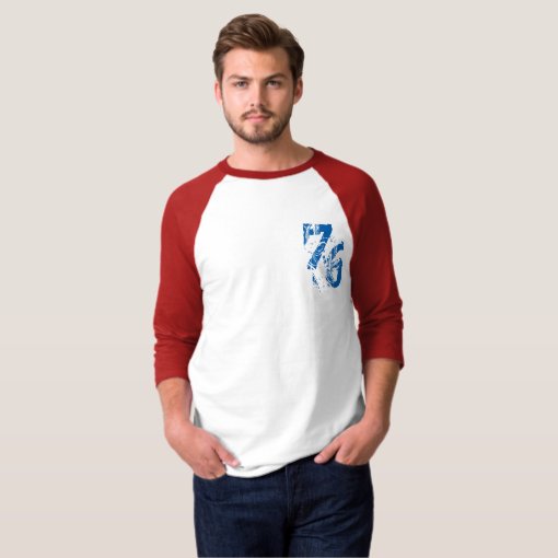 number-76 t-shirt design red white blue USA | Zazzle