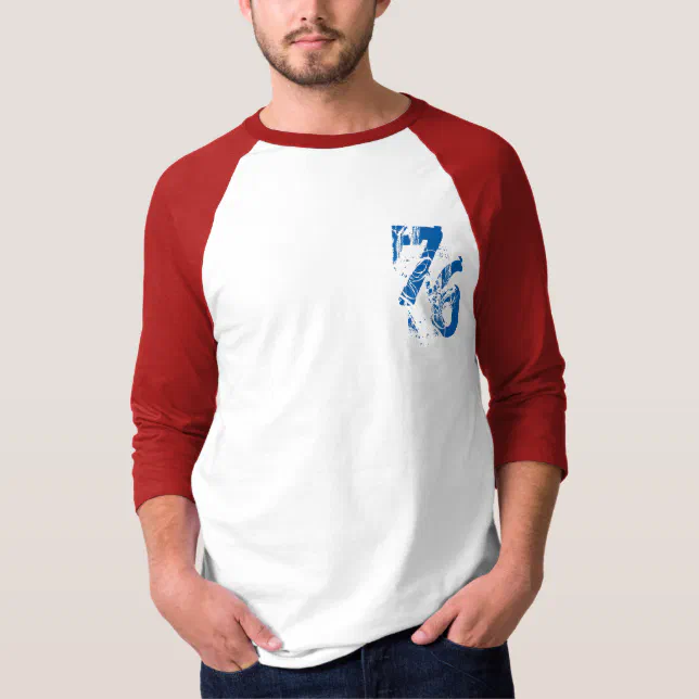 number-76 t-shirt design red white blue USA | Zazzle