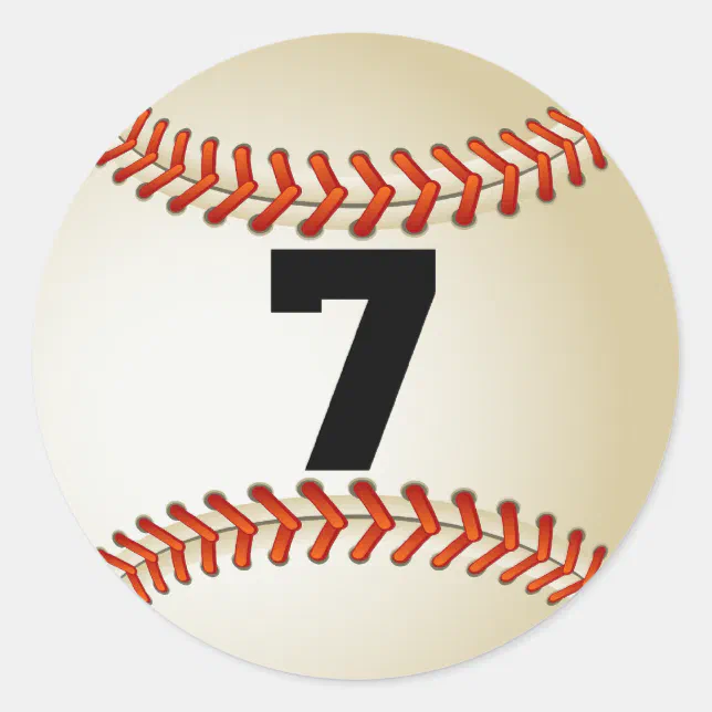 Number 7 Baseball Classic Round Sticker | Zazzle