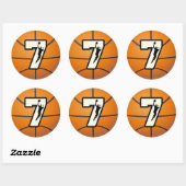 Number 7 Basketball and Player Classic Round Sticker | Zazzle