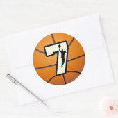Number 7 Basketball and Player Classic Round Sticker | Zazzle