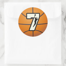 Number 7 Basketball and Player Classic Round Sticker | Zazzle