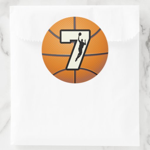 Number 7 Basketball and Player Classic Round Sticker | Zazzle