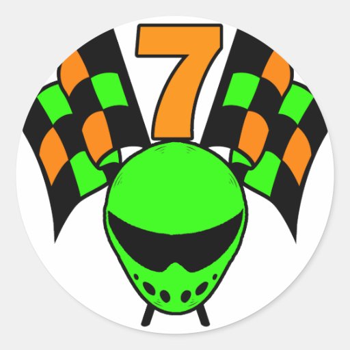 NUMBER 7 RACING DESIGN CLASSIC ROUND STICKER | Zazzle