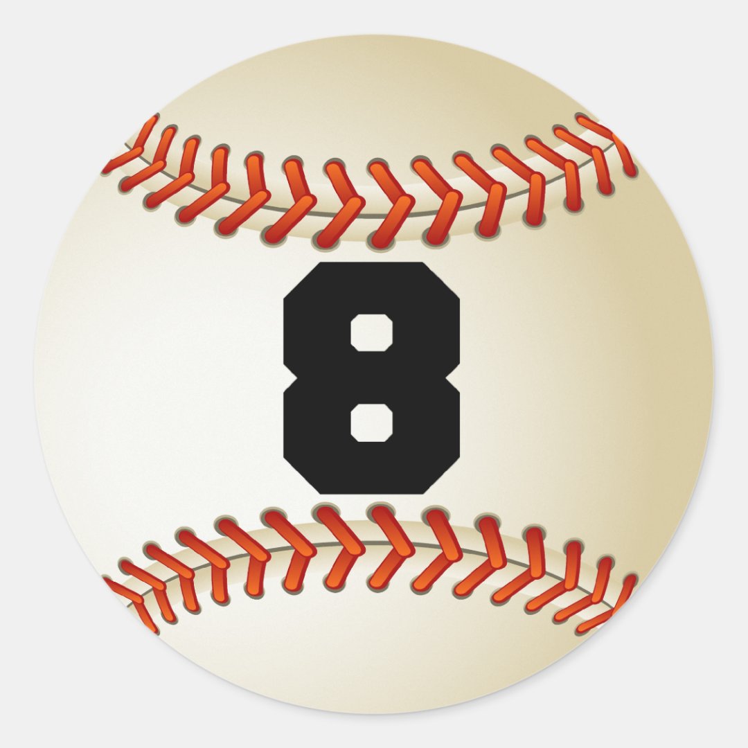Number 8 Baseball Classic Round Sticker | Zazzle