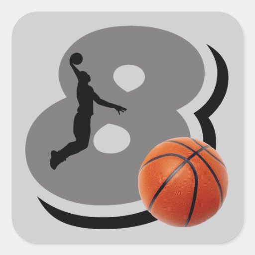 Number 8 Basketball Player Square Sticker | Zazzle