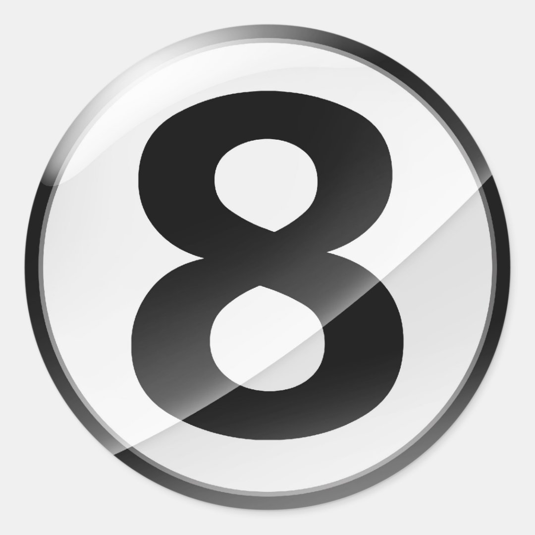 Number 8 Black sticker | Zazzle
