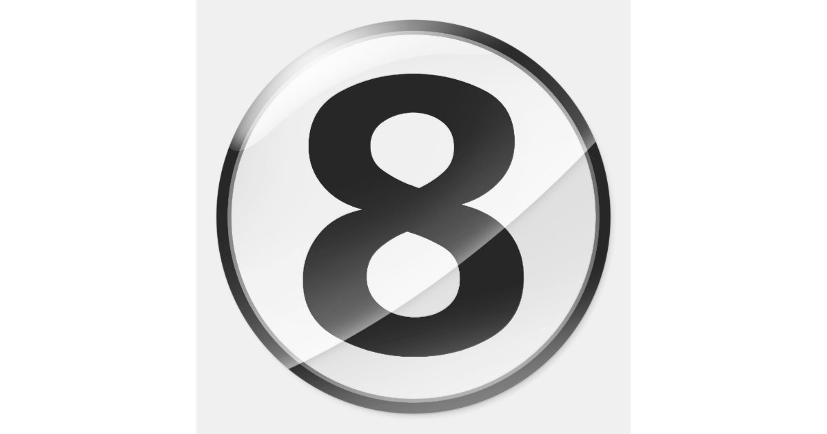 Number 8 Black sticker | Zazzle