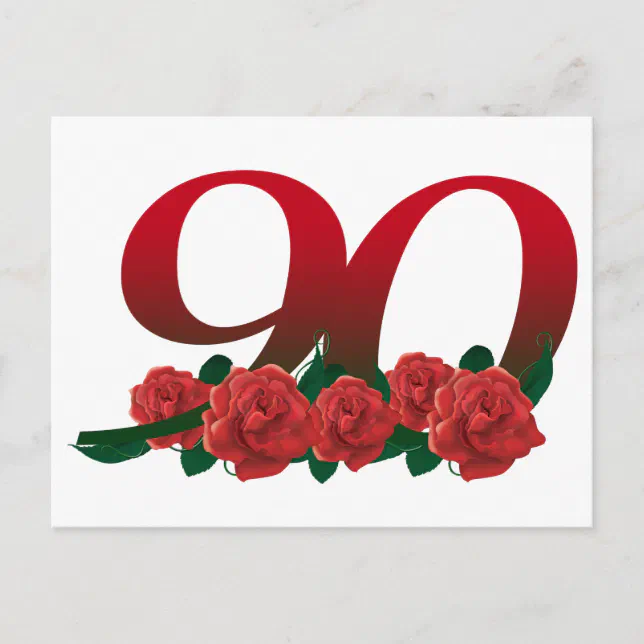 Number 90 or 90th birthday floral postcard | Zazzle