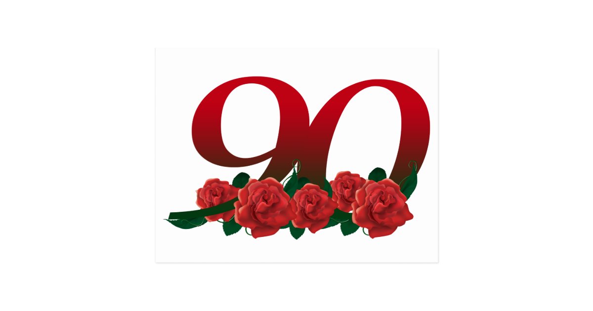 Number 90 or 90th birthday floral postcard | Zazzle.com