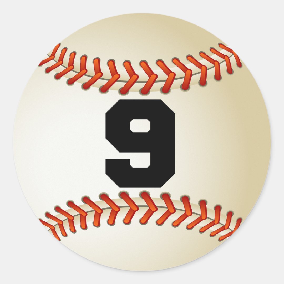 Number 9 Baseball Classic Round Sticker | Zazzle