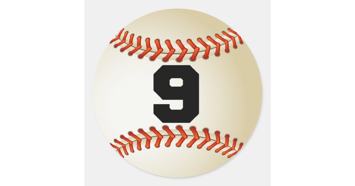 Number 9 Baseball Classic Round Sticker | Zazzle