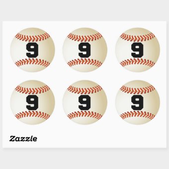 Number 9 Baseball Classic Round Sticker | Zazzle