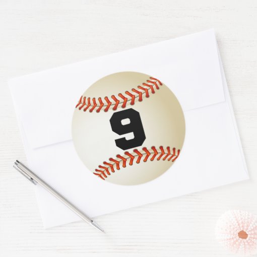 Number 9 Baseball Classic Round Sticker | Zazzle