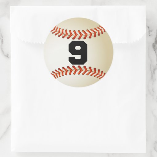 Number 9 Baseball Classic Round Sticker | Zazzle
