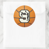 Number 9 Basketball and Player Classic Round Sticker | Zazzle