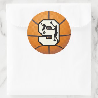 Number 9 Basketball and Player Classic Round Sticker | Zazzle