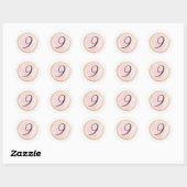 Number 9 Nine Monogram Blush Pink Watercolor Gold Classic Round Sticker ...