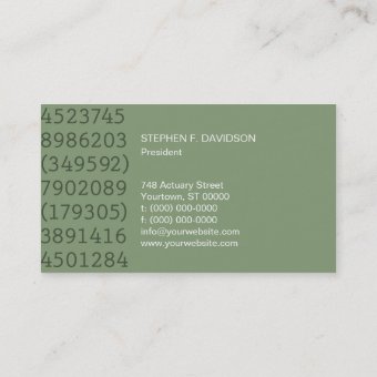 Number Columns Green Accountant Business Card | Zazzle