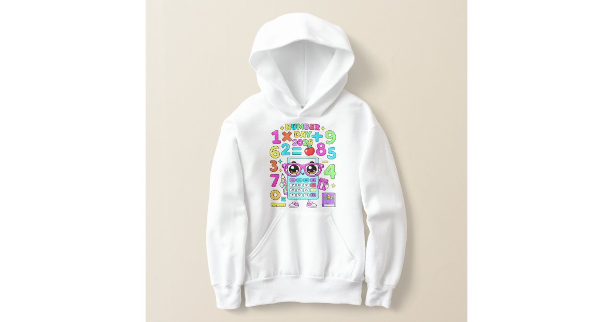 Number Day 2026 Cute Calculator Math Hoodie | Zazzle