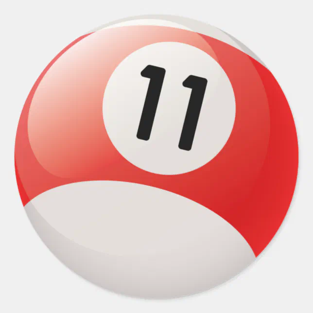 NUMBER ELEVEN BILLIARDS BALL CLASSIC ROUND STICKER | Zazzle