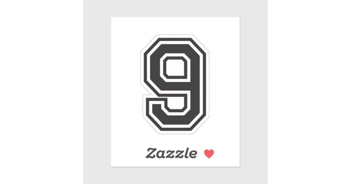 Number nine 9 sports college font sticker | Zazzle