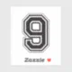 Number nine 9 sports college font sticker | Zazzle
