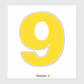 Number Nine Gold and White Sticker | Zazzle