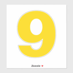 Number Nine Gold and White Sticker | Zazzle