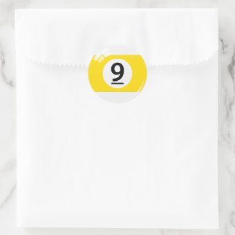 Number nine pool ball stickers/labels classic round sticker | Zazzle