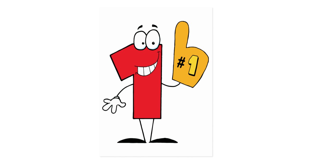 Number One Cartoon Character Postcard | Zazzle.com