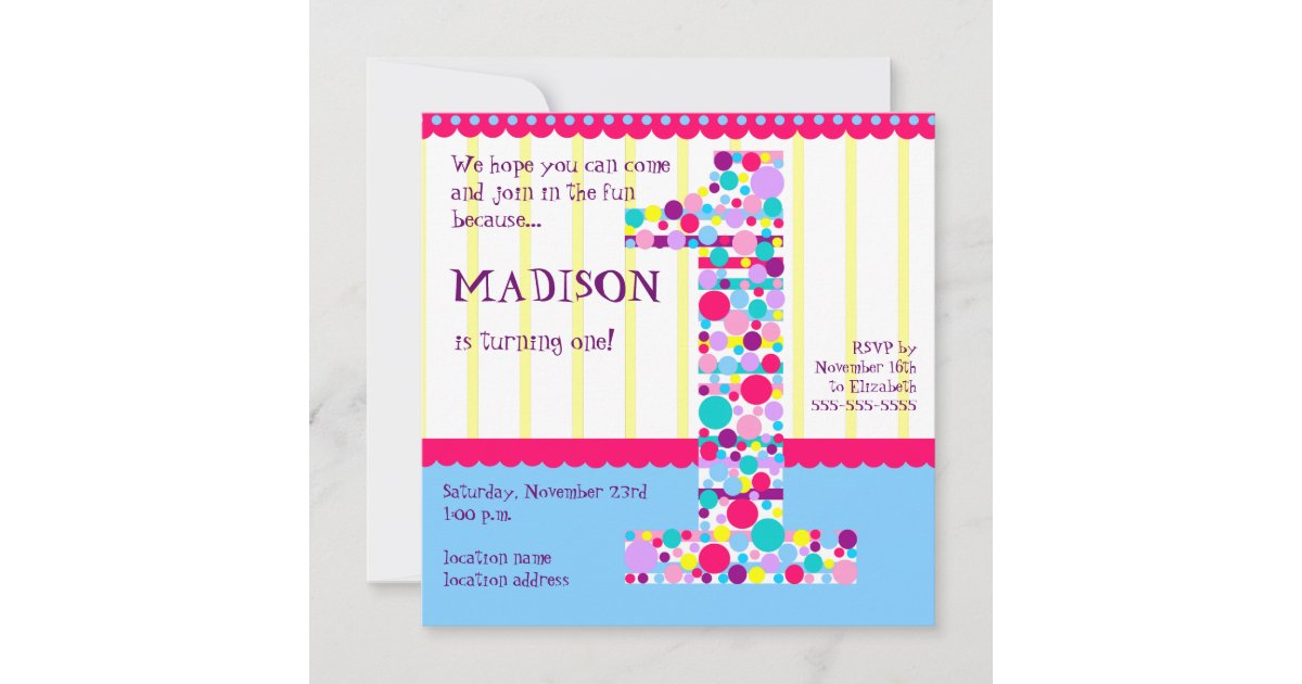 Number One, First Birthday Party Invitation | Zazzle