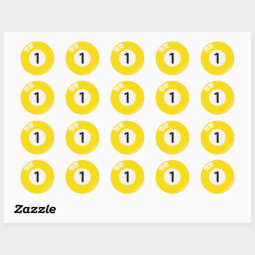 Number one pool ball stickers/labels classic round sticker | Zazzle