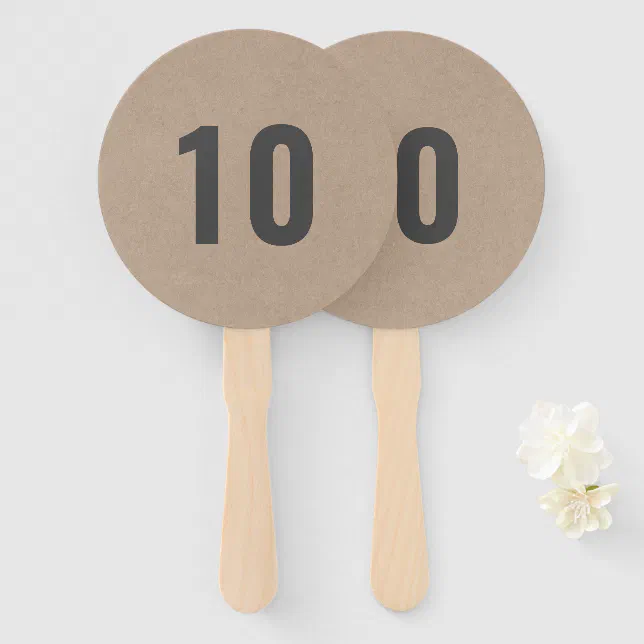 Number Paddle | Modern Rustic Kraft Simple Score Hand Fan | Zazzle