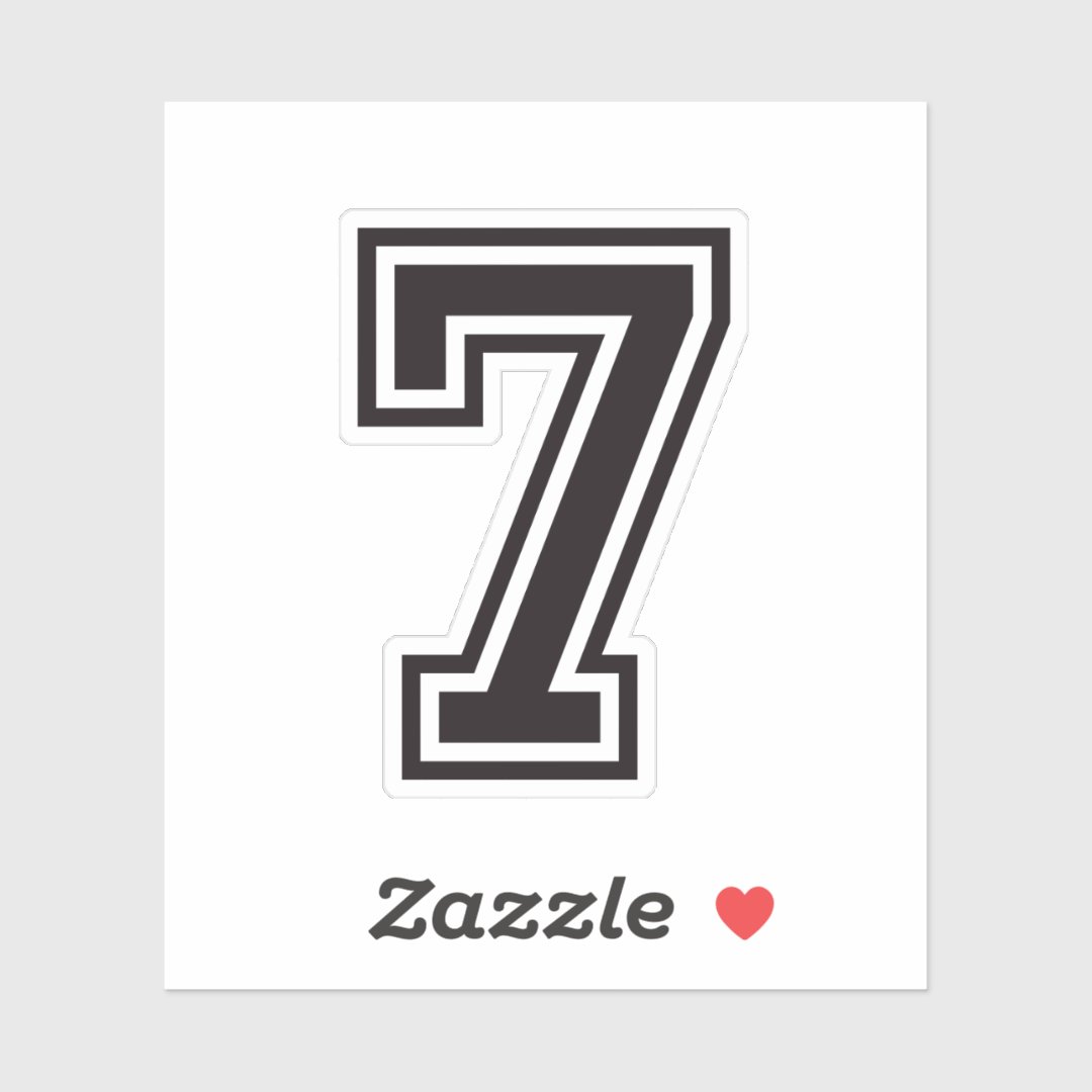 Number seven 7 sports college font sticker | Zazzle