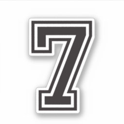 Number seven 7 sports college font sticker | Zazzle