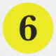 Number Six planning simple 6 yellow black Classic Round Sticker | Zazzle