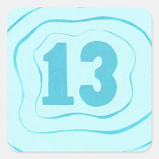 Number thirteen, 13, blue ripples stickers | Zazzle.com